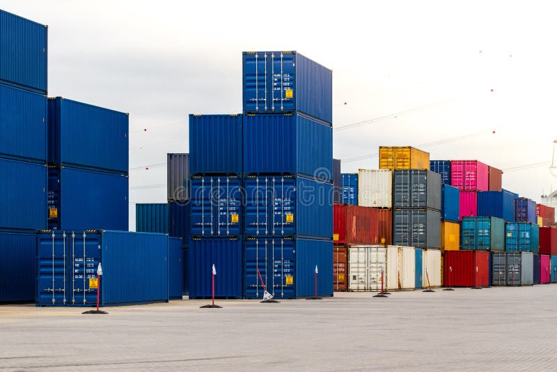 Cargo Containers. Cargo Container Yard Stock Image - Image of cargo ...