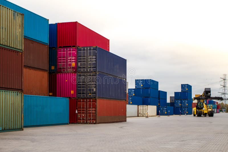 Cargo Containers. Cargo Container Yard Stock Photo - Image of loading ...