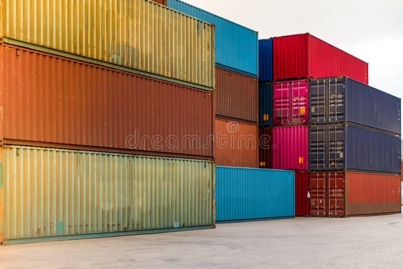 Cargo Containers. Cargo Container Yard Stock Image - Image of shipment ...