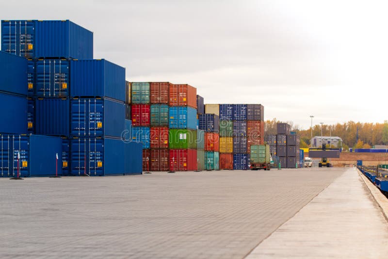 Cargo Containers. Cargo Container Yard Stock Photo - Image of import ...