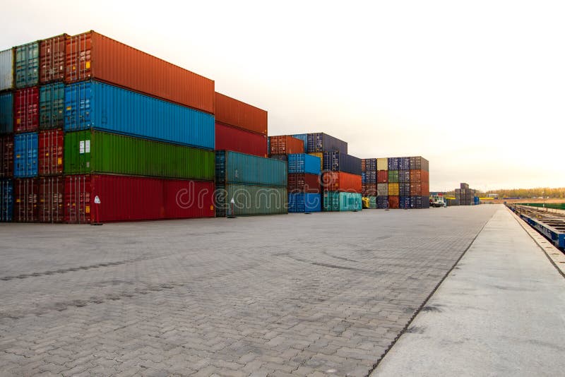 Cargo Containers. Cargo Container Yard Stock Photo - Image of export ...