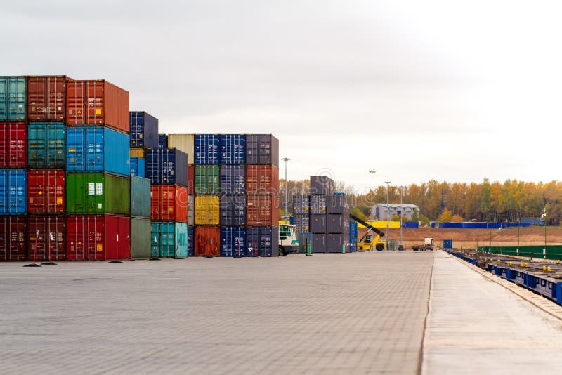 Cargo Containers. Cargo Container Yard Stock Photo - Image of ...