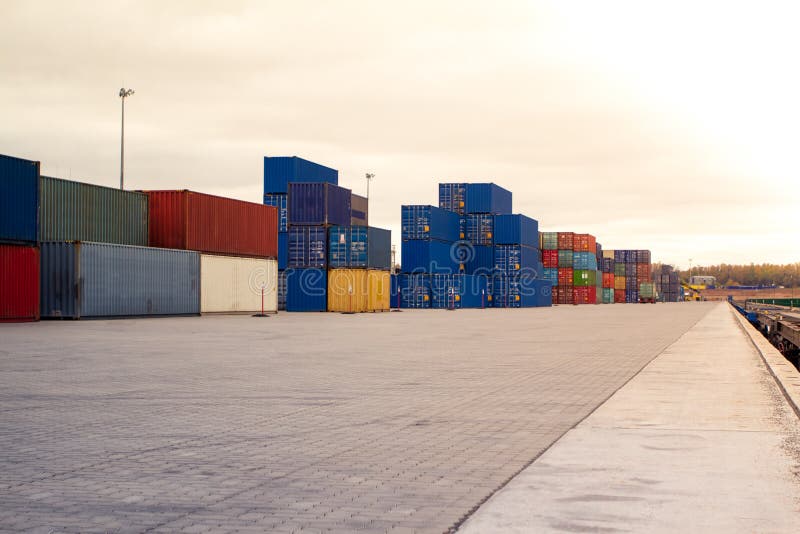 Cargo Containers. Cargo Container Yard Stock Image - Image of stack ...