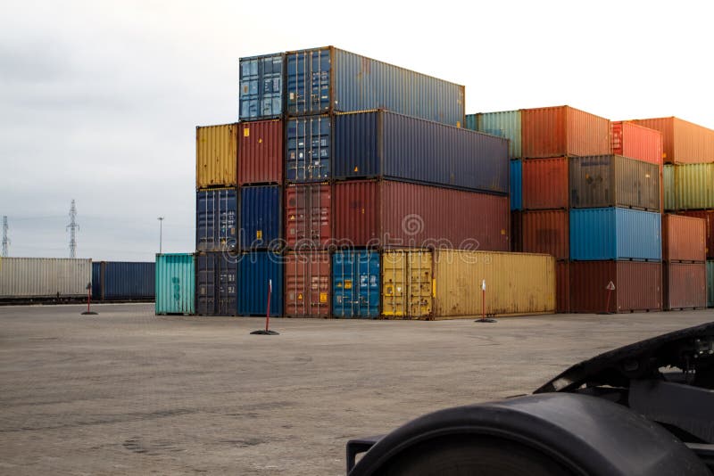 Cargo Containers. Cargo Container Yard Stock Image - Image of goods ...