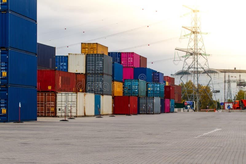 Cargo Containers. Cargo Container Yard Stock Photo - Image of delivery ...