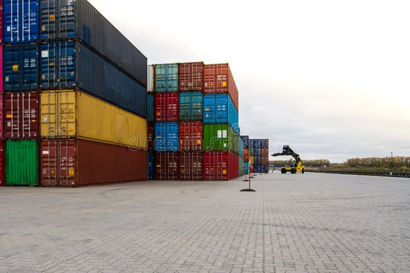 Cargo Containers. Cargo Container Yard Stock Photo - Image of ...