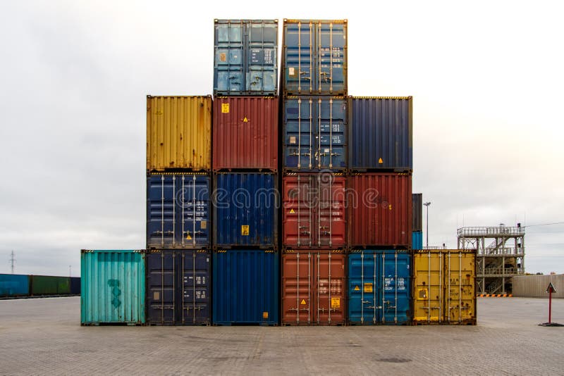 Cargo Containers. Cargo Container Yard Stock Photo - Image of import ...