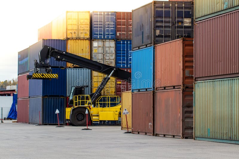 Cargo Containers. Cargo Container Yard Stock Photo - Image of ...