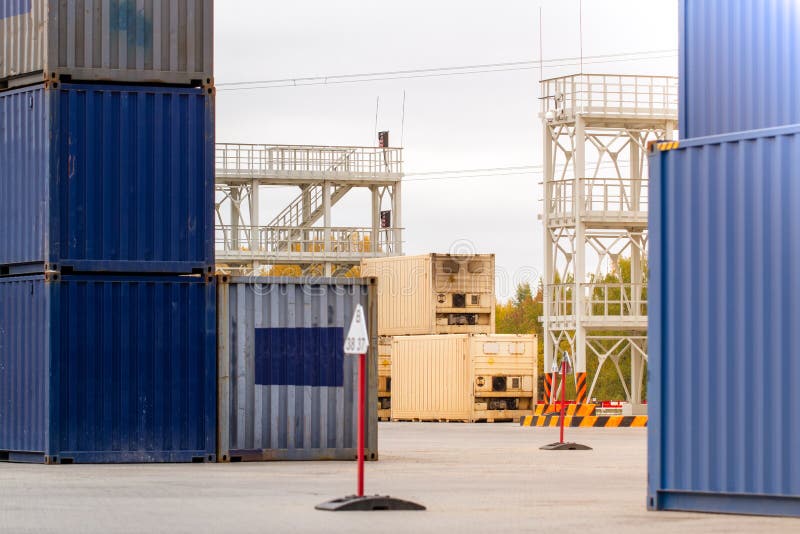 Cargo Containers. Cargo Container Yard Stock Image - Image of dock ...