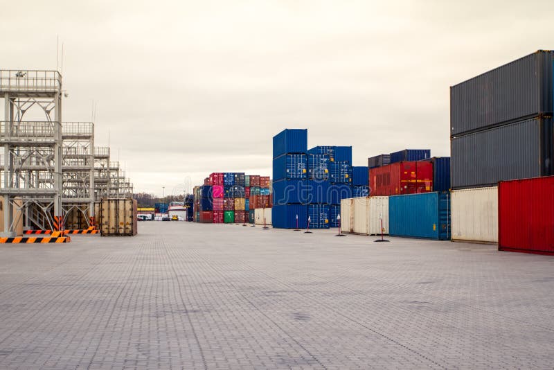 Cargo Containers. Cargo Container Yard Stock Image - Image of harbor ...