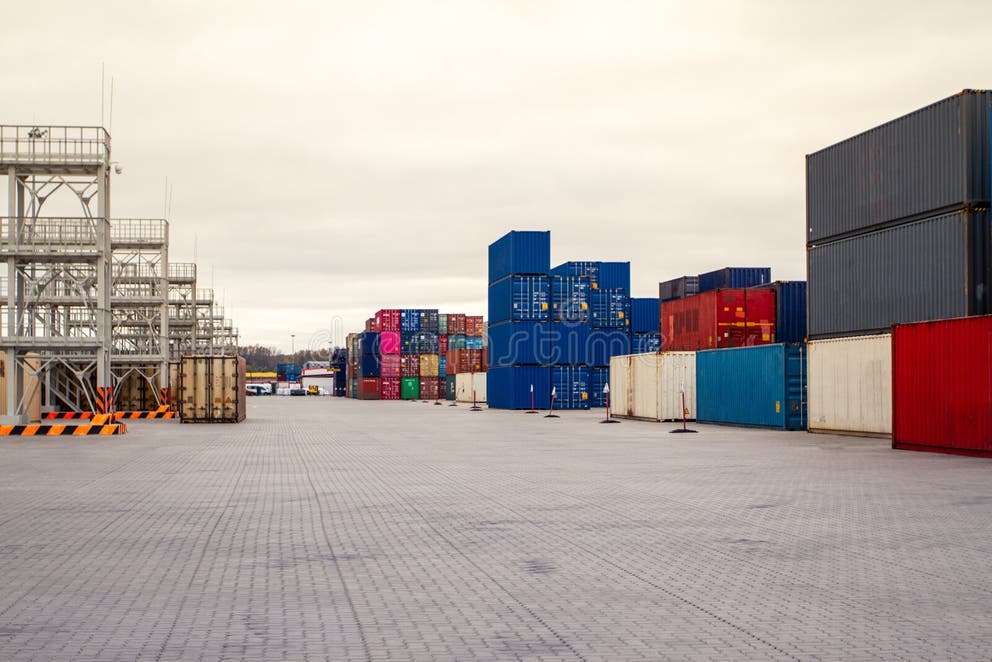 Cargo Containers. Cargo Container Yard Stock Image - Image of harbor ...
