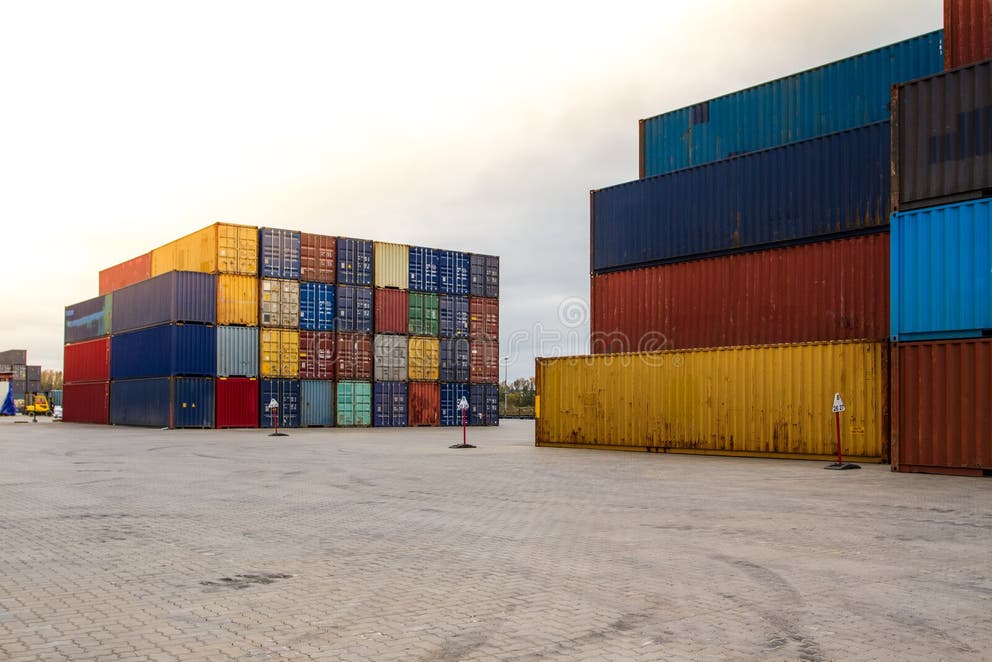Cargo Containers. Cargo Container Yard Stock Photo - Image of freight ...