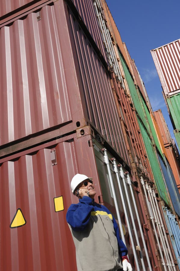 Shipping Containers and Dock Workers Stock Image - Image of export ...