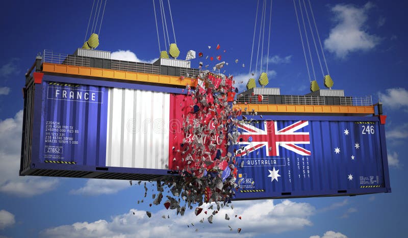 Cargo Containers with Flags of France and Australia Stock Illustration ...