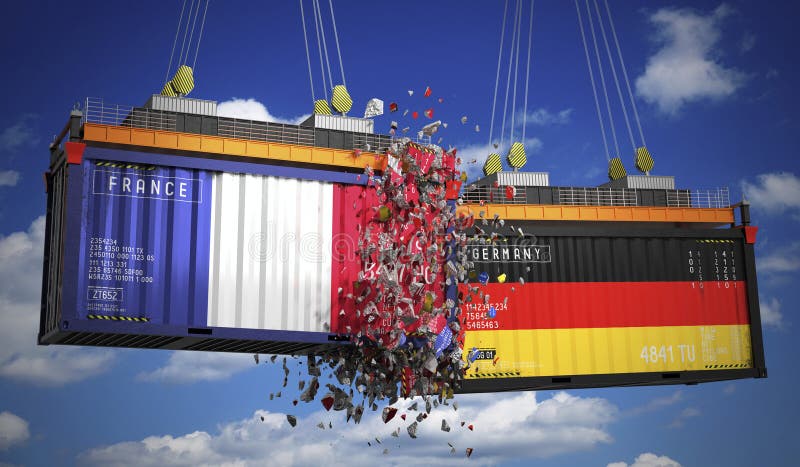 Cargo Containers with Flags of France and Germany Stock Illustration ...