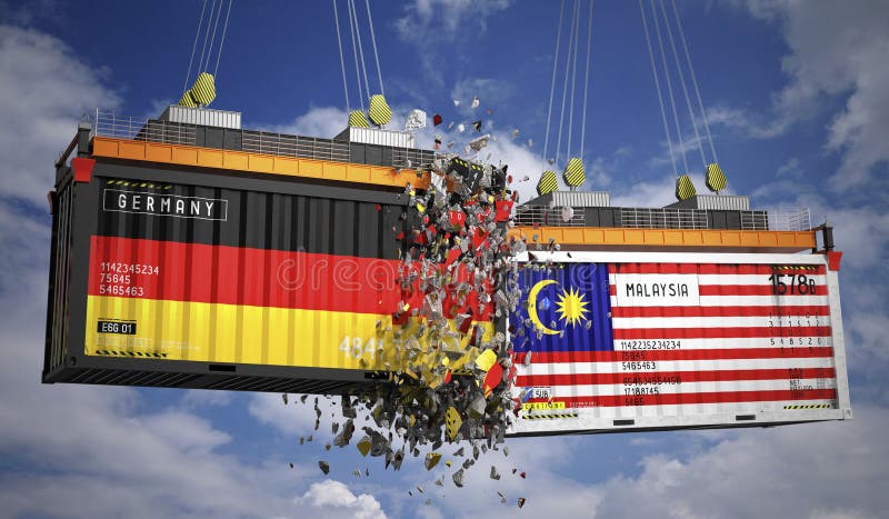 Cargo Containers with Flags of Germany and Malaysia Stock Illustration ...