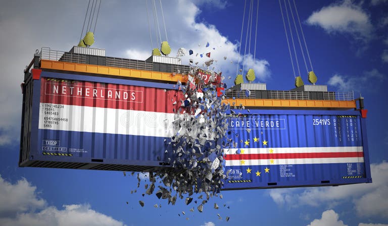 Cargo Containers with Flags of Netherlands and Cape Verde Stock Illustration - Illustration of ...