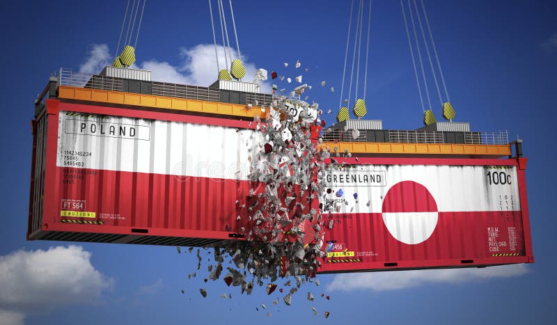 Cargo Containers with Flags of Poland and Greenland Stock Illustration ...