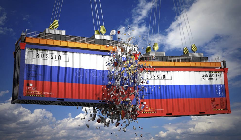 Cargo Containers with Flags of Russia and Russia Stock Illustration ...