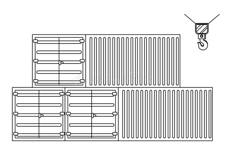 Cargo Containers Icon in Black and White Stock Vector - Illustration of ...
