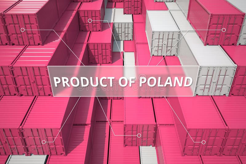 Goods from Poland in Cargo Containers. Business Related 3D Rendering ...