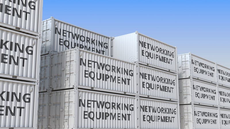 Cargo Containers with Networking Equipment. Loopable 3D Animation Stock ...