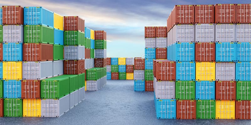 Cargo Containers in the Port Stock Image - Image of transportation ...