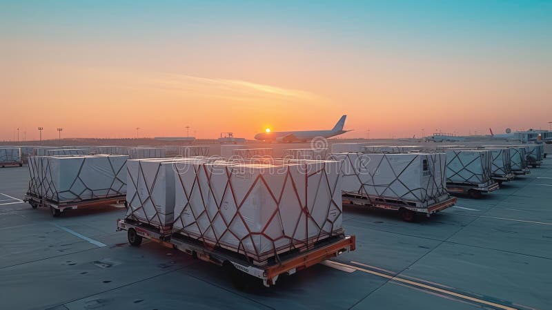 Cargo Containers Ready for Loading at Airport Stock Image - Image of ...