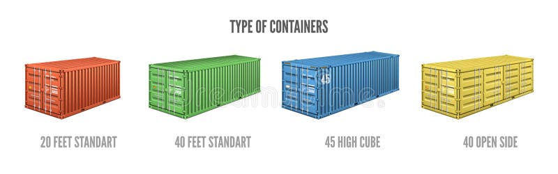Cargo Containers Set stock vector. Illustration of types - 254243125