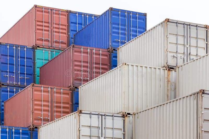 Cargo Containers Stack stock photo. Image of trade, port - 123497790