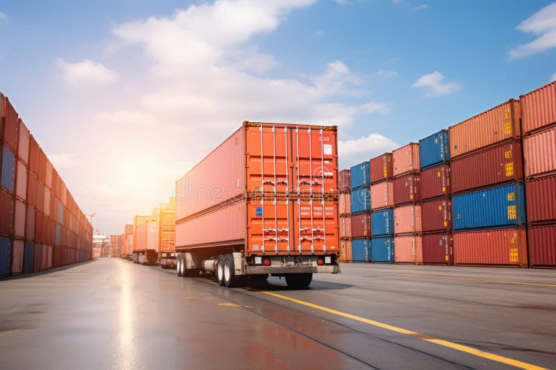 Cargo Containers. Stacked Cargo Containers in Port. Warehouse ...