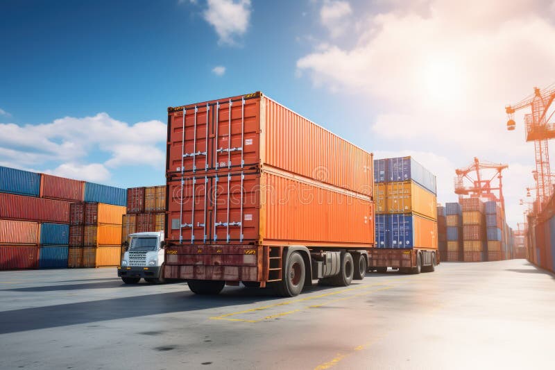 Cargo Containers. Stacked Cargo Containers in Port. Warehouse ...