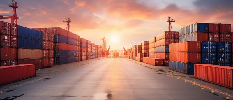 Cargo Containers. Stacked Cargo Containers in Port. Warehouse ...