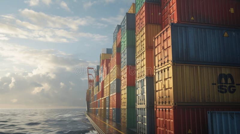 Cargo Containers are Stacked High on a Ships Deck Posing a Potential ...