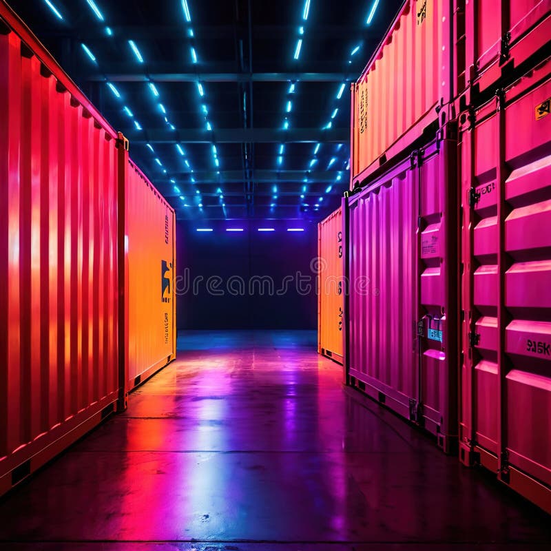 Cargo Containers Stacked, High Technology Modern Advanced Shipping Tech ...