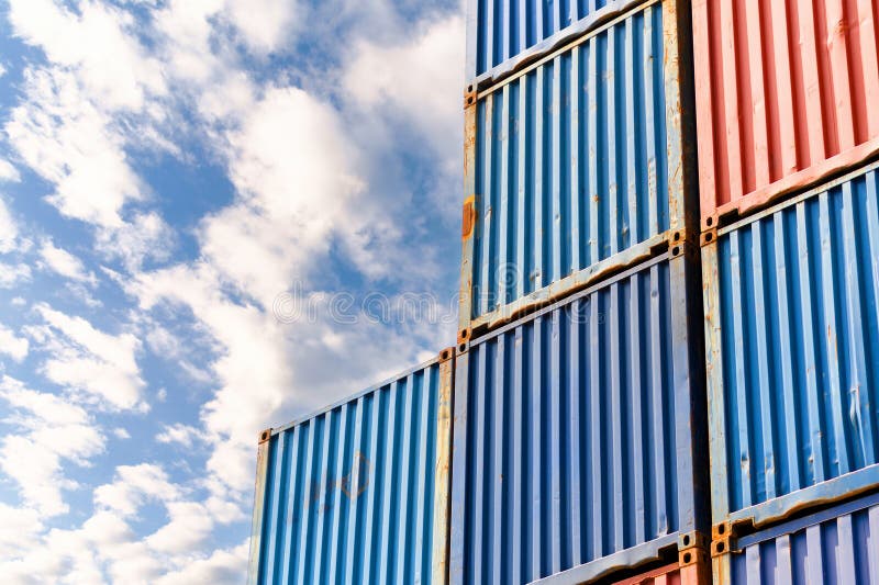 Cargo Containers Stacked in Industrial Container Yards for Logistic ...