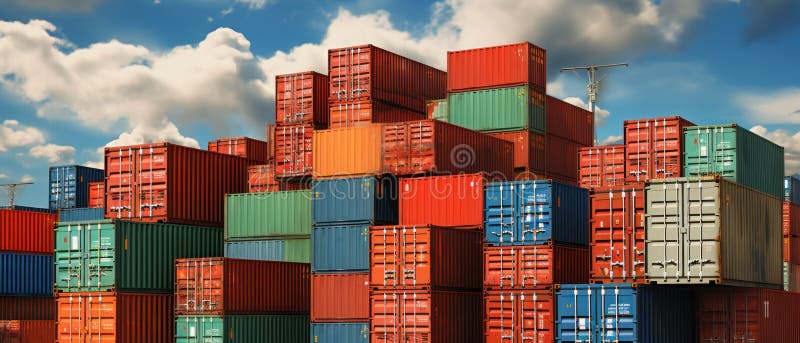 Cargo Containers. Stacked Cargo Containers in Port. Warehouse ...