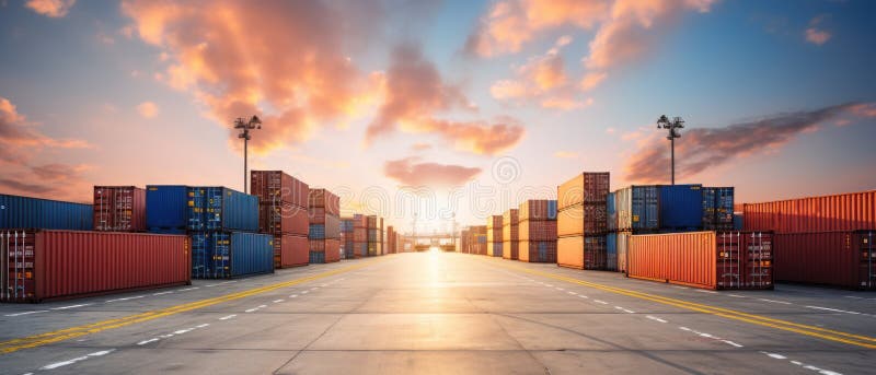 Cargo Containers. Stacked Cargo Containers in Port. Warehouse ...