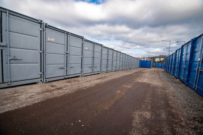 Large Containers in the Storage Area. Stock Photo - Image of wall ...