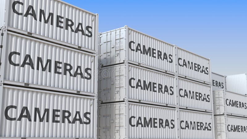 Cargo Containers with Cameras. 3D Rendering Stock Illustration ...