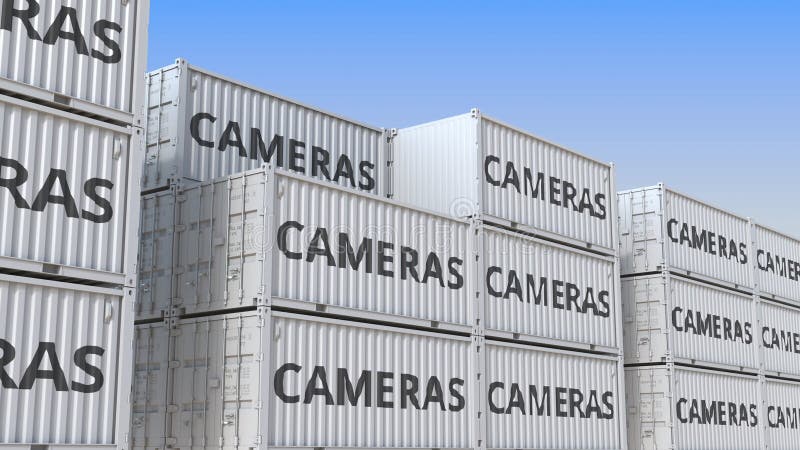 Cargo Containers with Cameras. Loopable 3D Animation Stock Footage ...