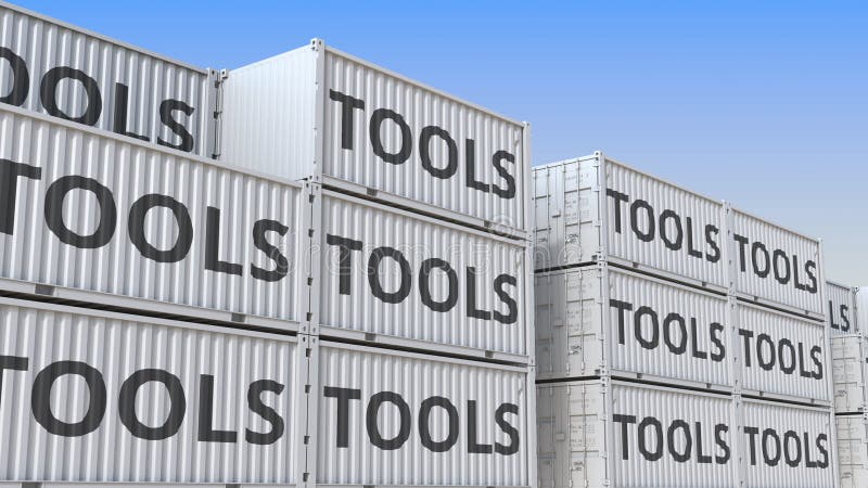 Cargo Containers with Tools. 3D Rendering Stock Illustration ...
