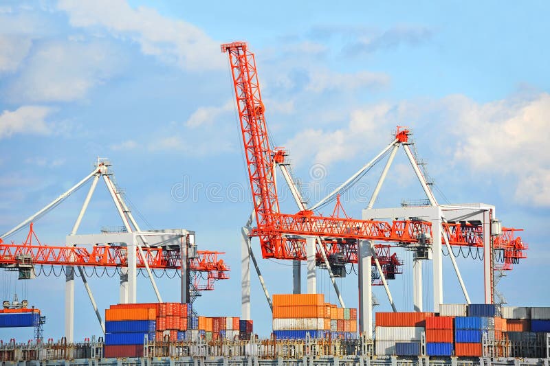 Cargo Crane and Container Ship Stock Image - Image of harbor, logistics ...