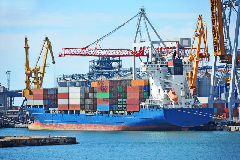 Cargo Crane and Container Ship Stock Photo - Image of boat, boating ...