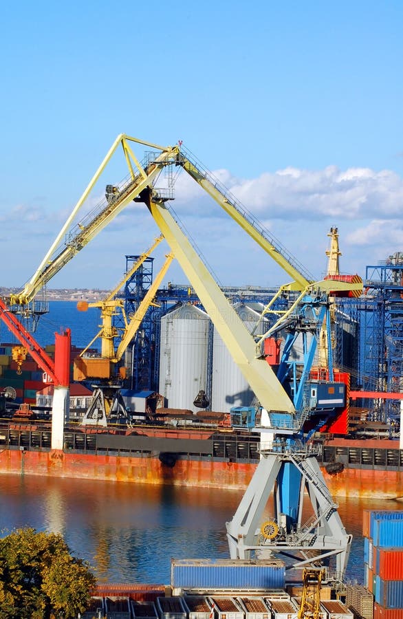 Cargo crane and ship stock photo. Image of water, harbor - 18371290