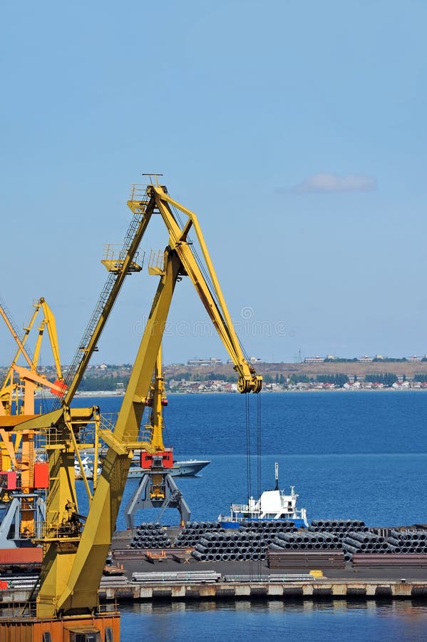 Cargo Crane and Steel Wire Roll Stock Image - Image of loading, cargo ...