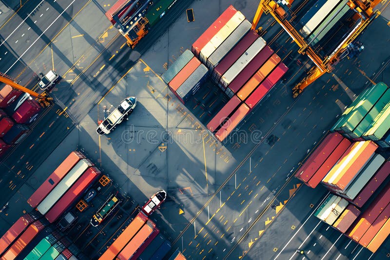 Cargo Crane System with Heavy-Duty Vehicles in an Industrial Zone at ...