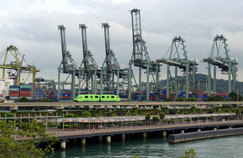 Cargo cranes in harbor stock photo. Image of port, transportation ...