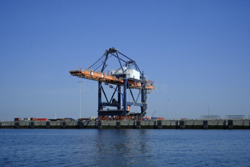 Cargo Cranes in Industrial Port, Cranes and Shipping Containers at ...