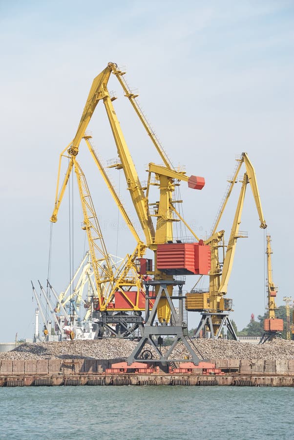 Cargo cranes on rails stock photo. Image of dock, transport - 74148178